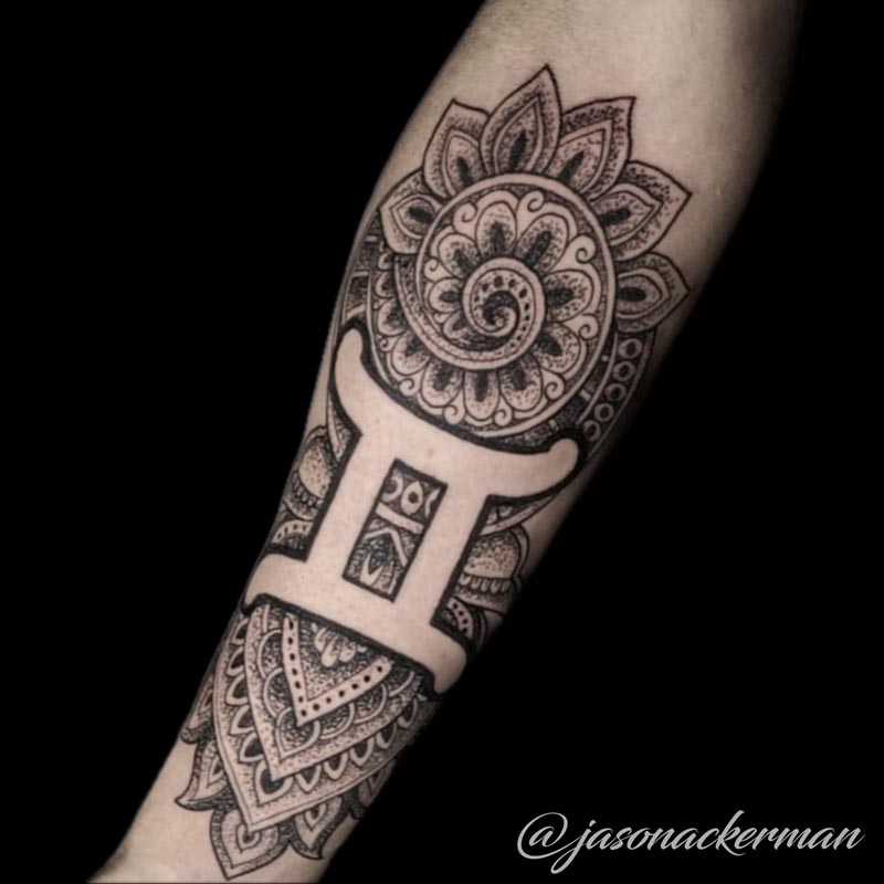 Geometric, Black and Gray, Linework, Blackwork tattoo by Jason Ackerman